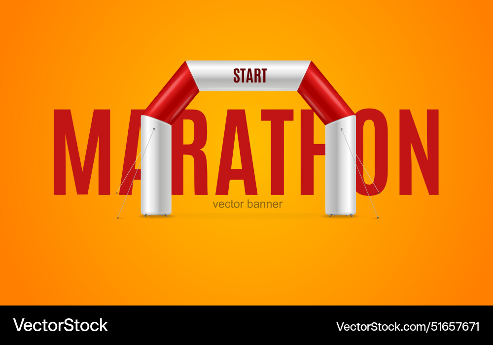 Realistic detailed 3d marathon racing start ads Vector Image