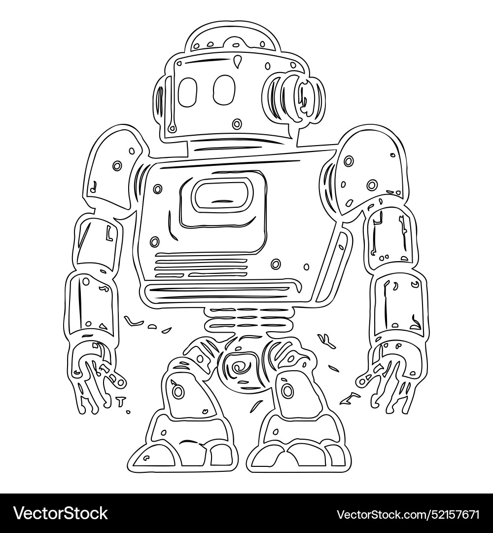 Robot outline sketch Royalty Free Vector Image