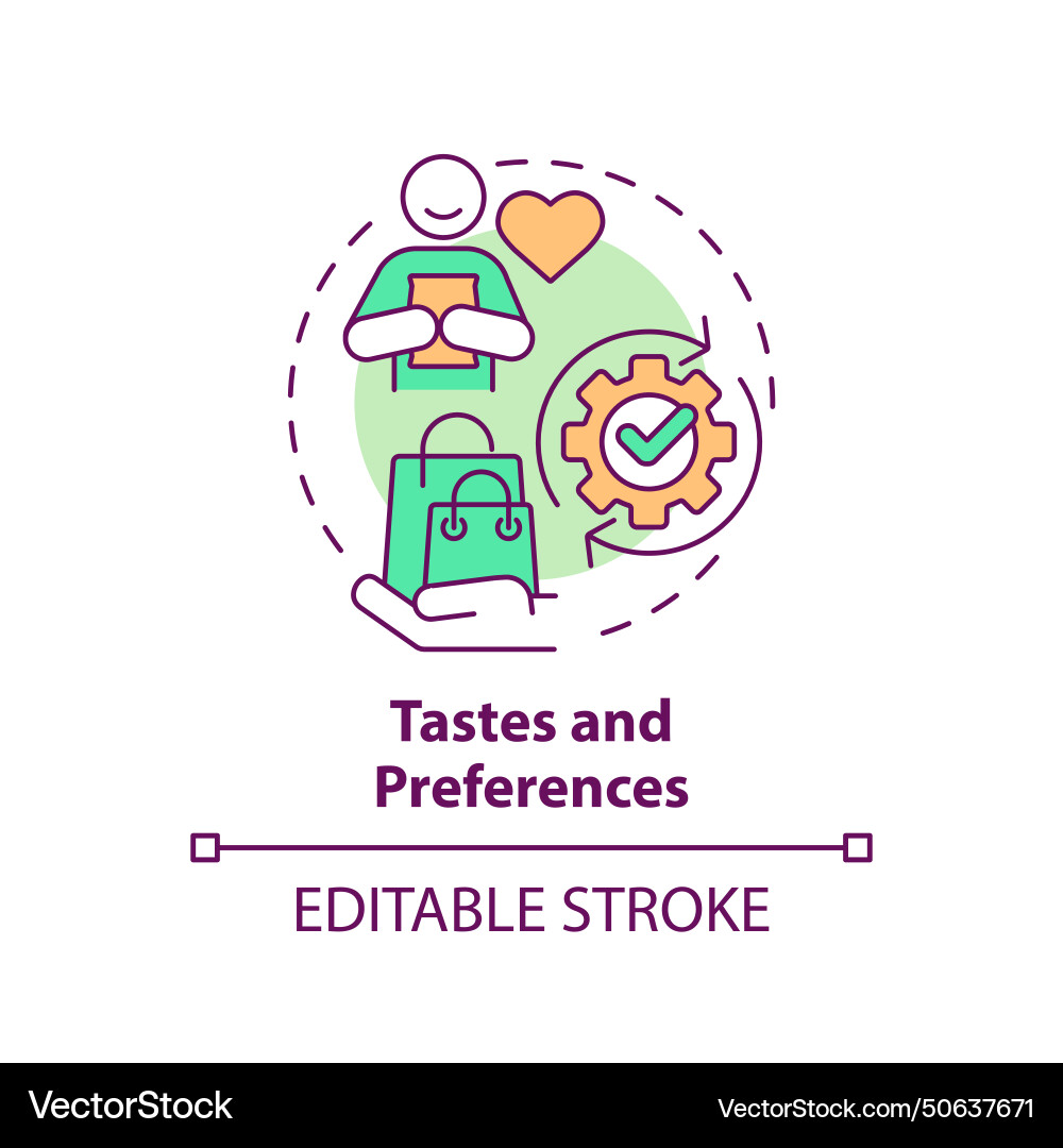 Tastes and preferences multi color concept icon Vector Image