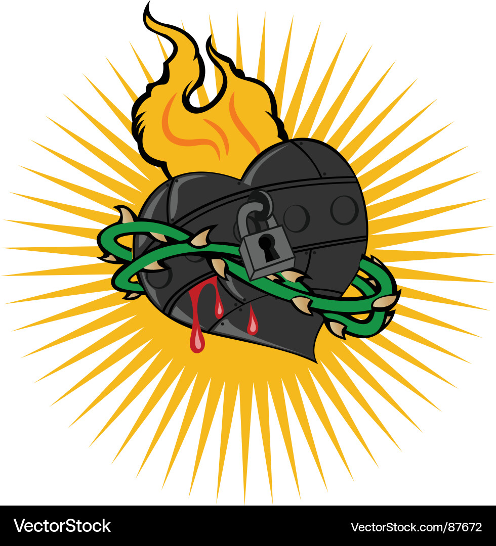Fire iron heart Royalty Free Vector Image - VectorStock