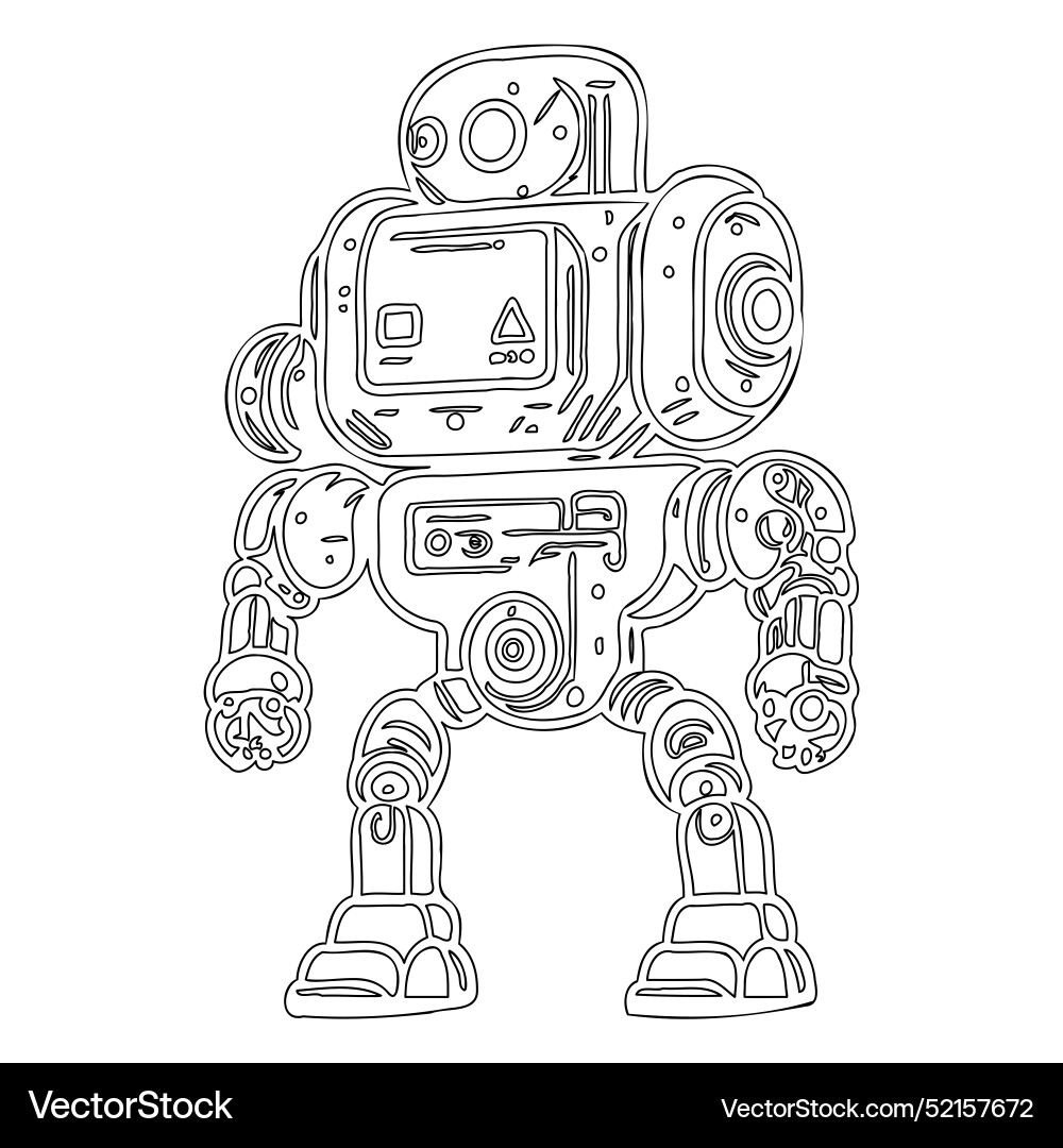 Robot outline sketch Royalty Free Vector Image