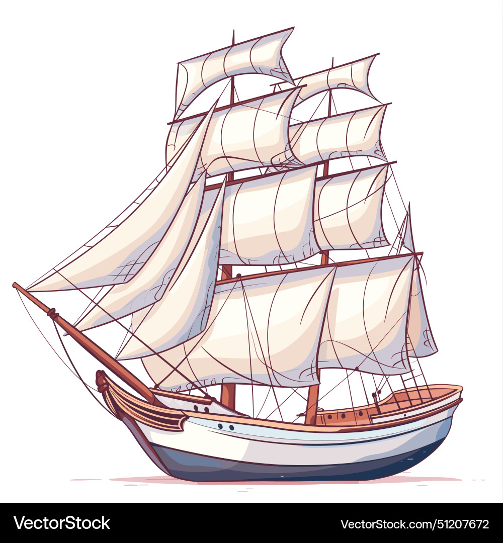 Tall ship sails billowing vintage sailing vessel Vector Image