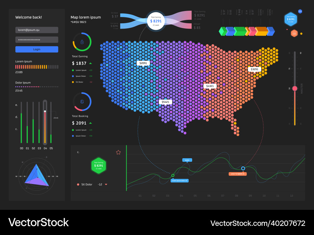Usa map with infographics and statistics Vector Image