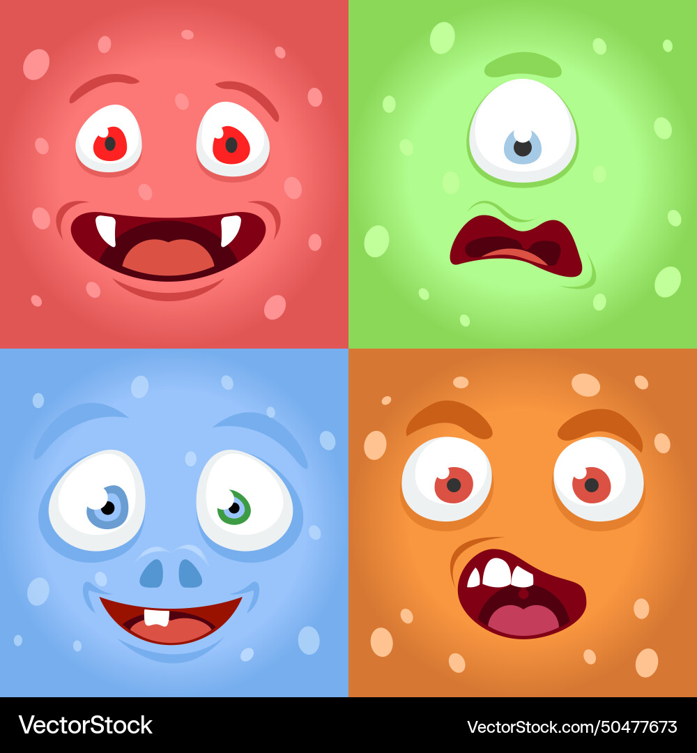 Cartoon monsters faces monster epressions Vector Image