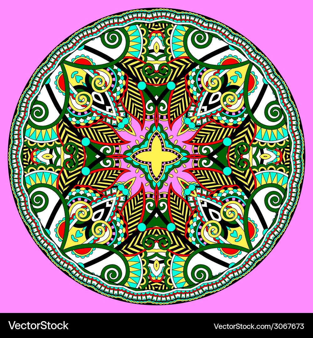 Decorative design of circle dish template round Vector Image