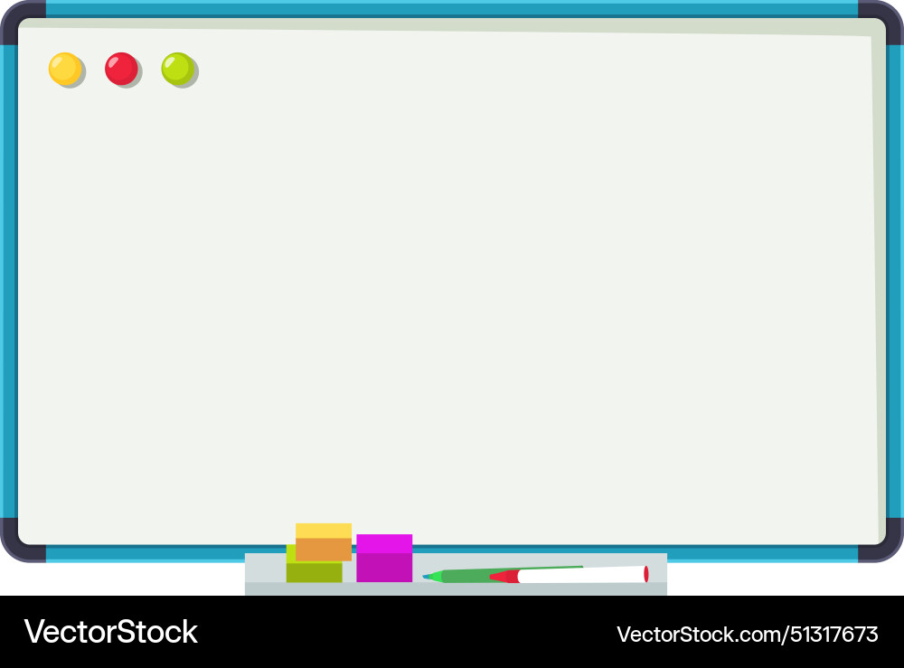 Empty whiteboard clean office board with markers Vector Image