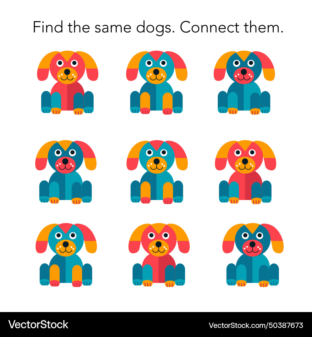 Find the same and connect them game for preschool Vector Image
