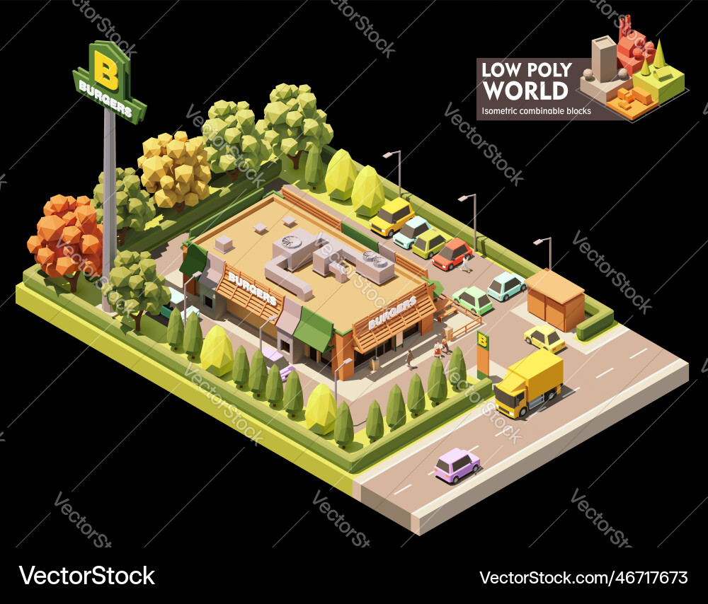 Isometric fast food restaurant Royalty Free Vector Image