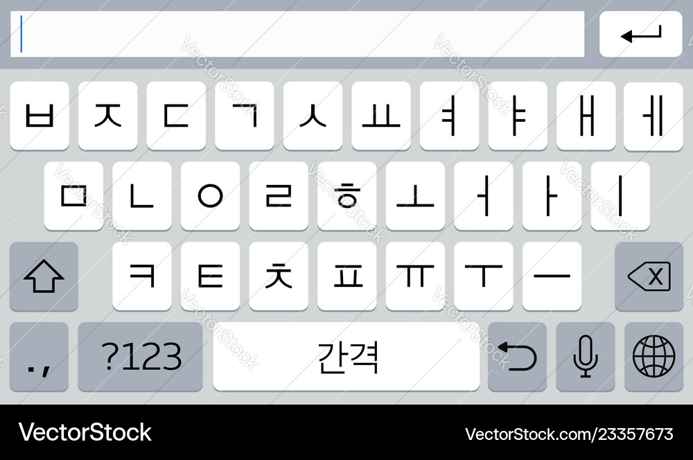 Korean virtual smartphone keyboard Royalty Free Vector Image