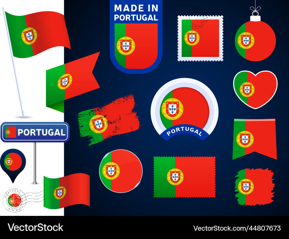 Portugal Flag Elements - Festive Collection Vector Image