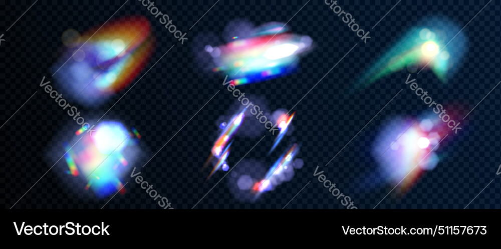 Prism light flare rainbow diamond glass effect Vector Image