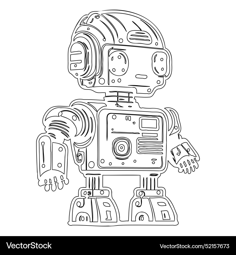 Robot outline sketch Royalty Free Vector Image