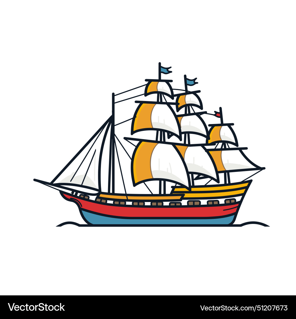 Sailing ship featuring vibrant colors Royalty Free Vector
