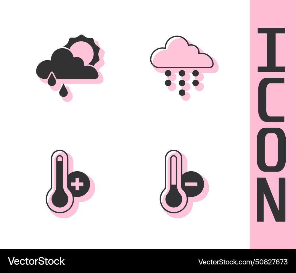 Set meteorology thermometer cloud with rain Vector Image