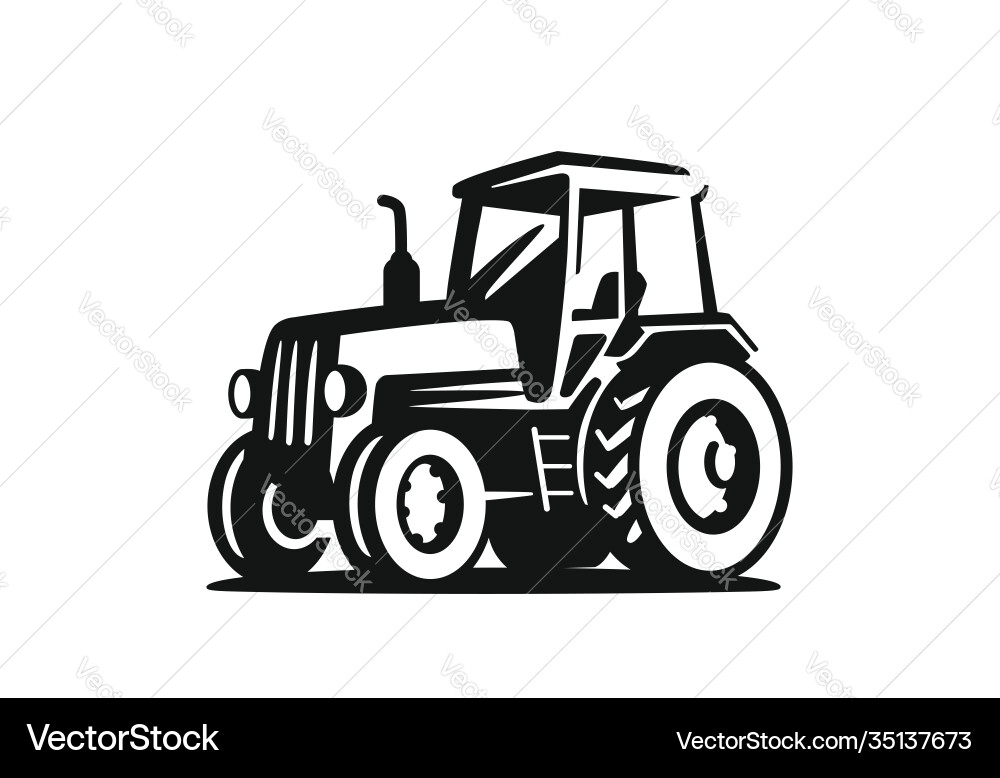 Tractor on white background agricultural machinery
