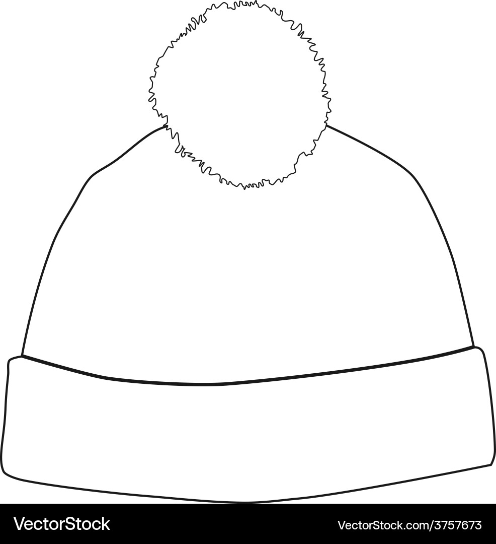 Winter hat outline drawings Royalty Free Vector Image