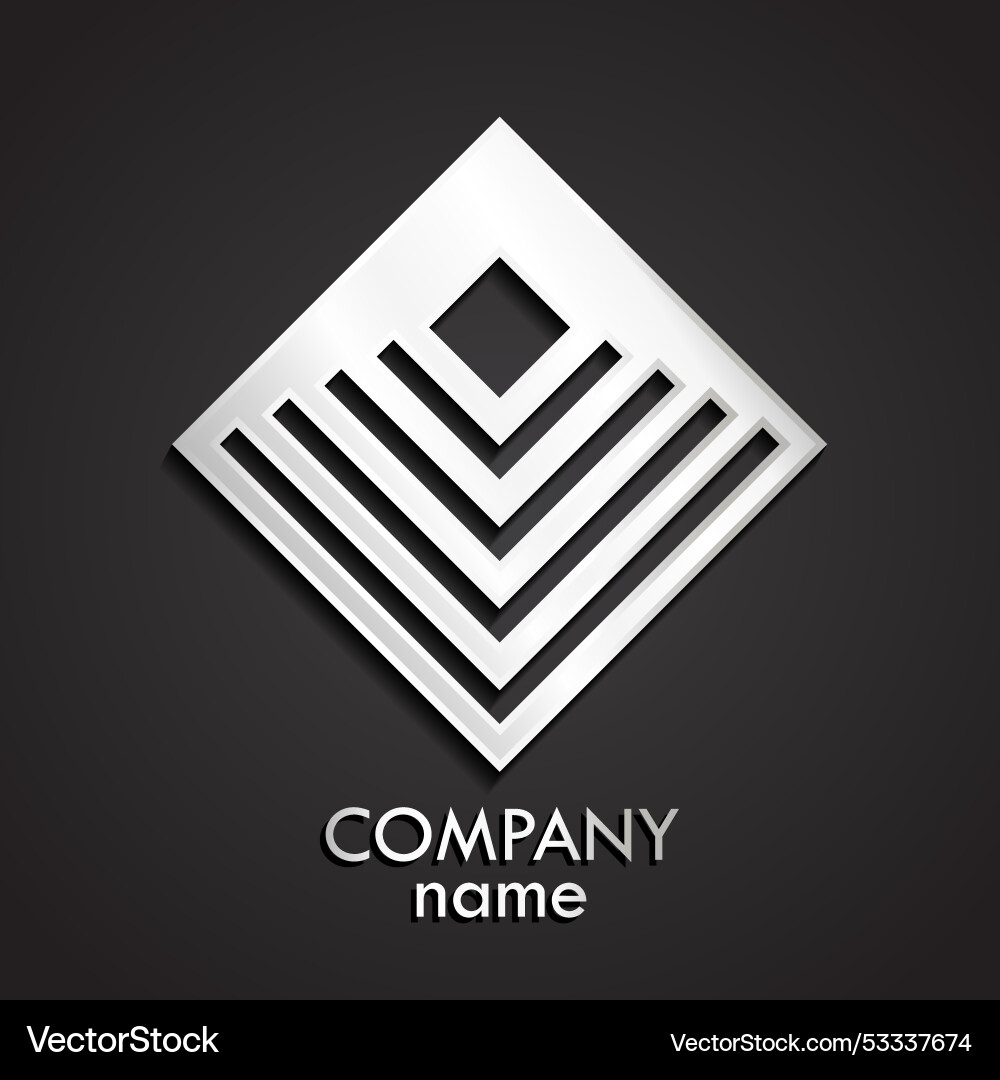 3d silver metal square linear logo design Vector Image