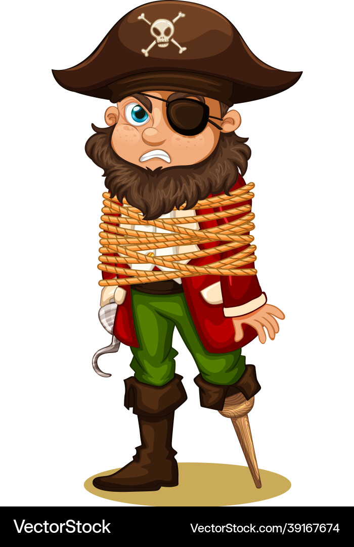 A pirate man or captain hook got rope around his Vector Image