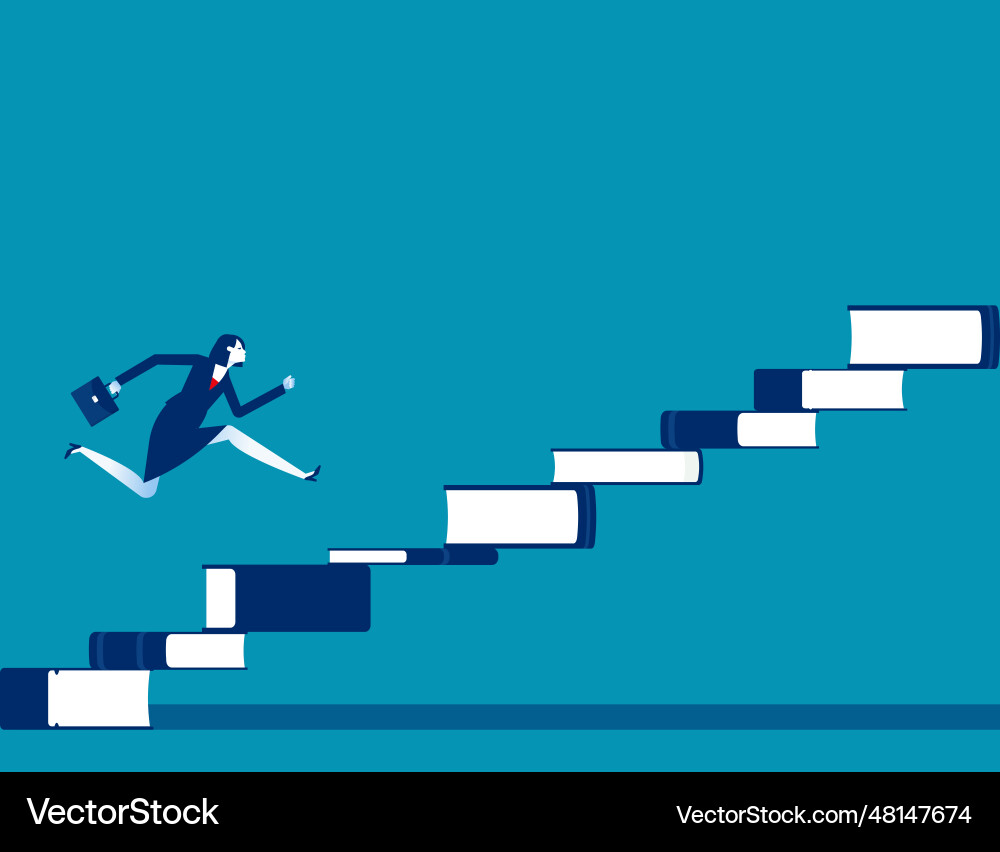 Business with steps to knowledge Royalty Free Vector Image