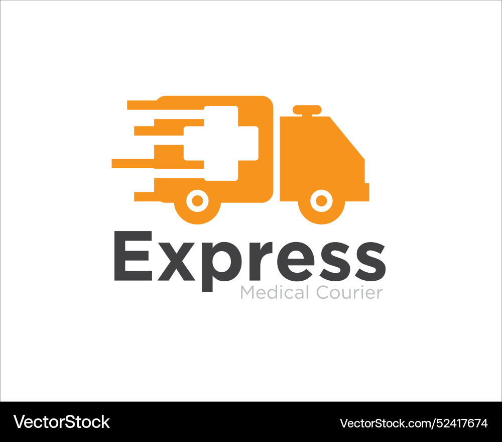 Fast drug delivery service car logo Royalty Free Vector