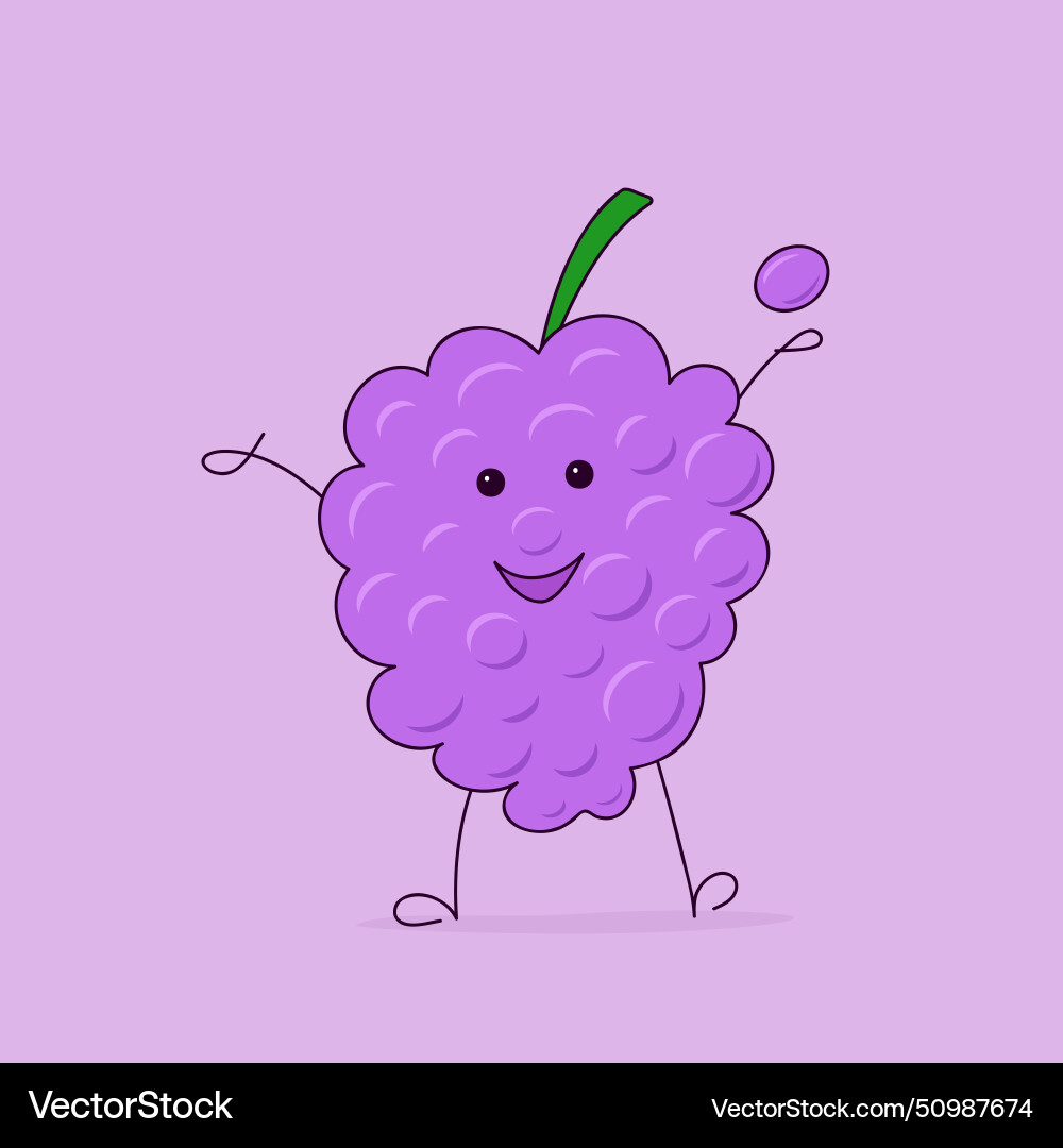 Grape cute cartoon character smiling fruit Vector Image