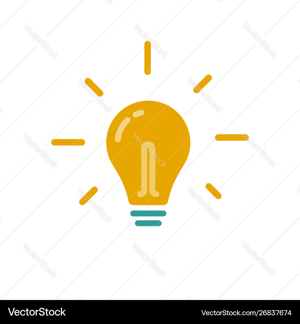 Lightbulb icon symbol flat cartoon light Vector Image