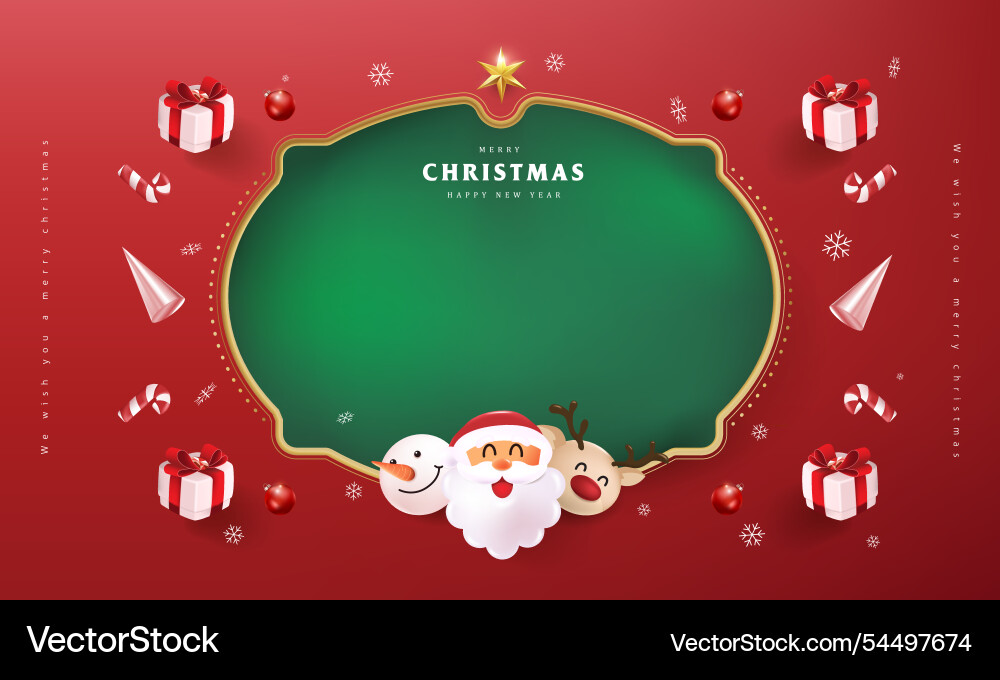 Merry christmas sign banner frame with empty Vector Image