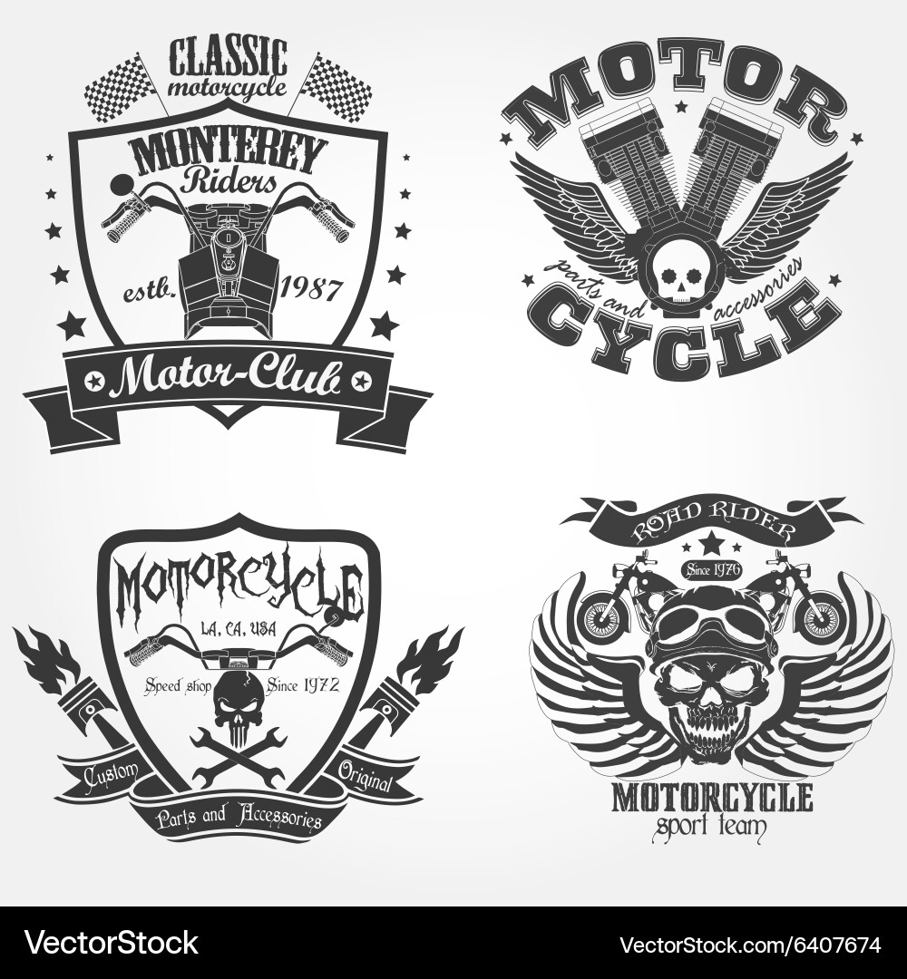 Motorcycle label set Royalty Free Vector Image