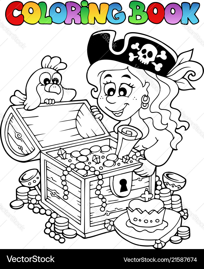 Pirate Coloring Book Page Royalty Free Vector Image