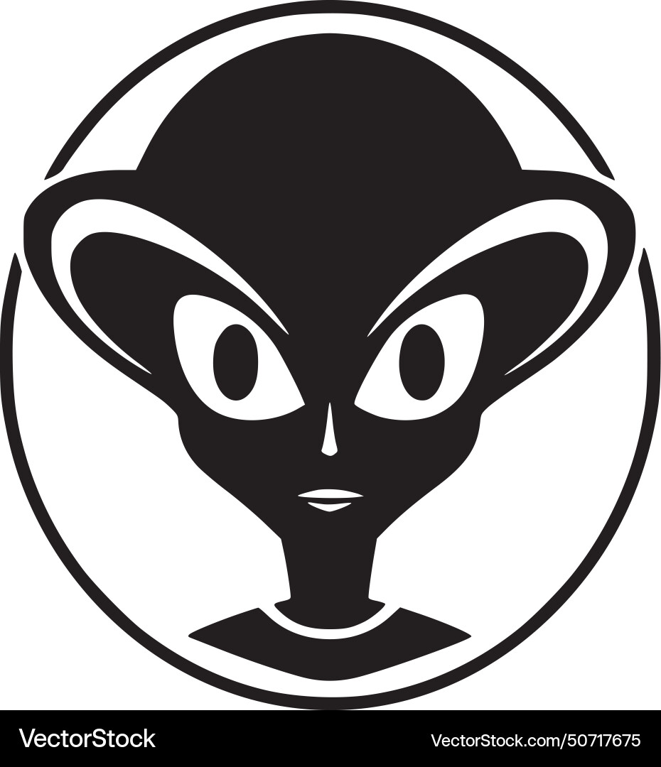 Alien - minimalist and flat logo Royalty Free Vector Image