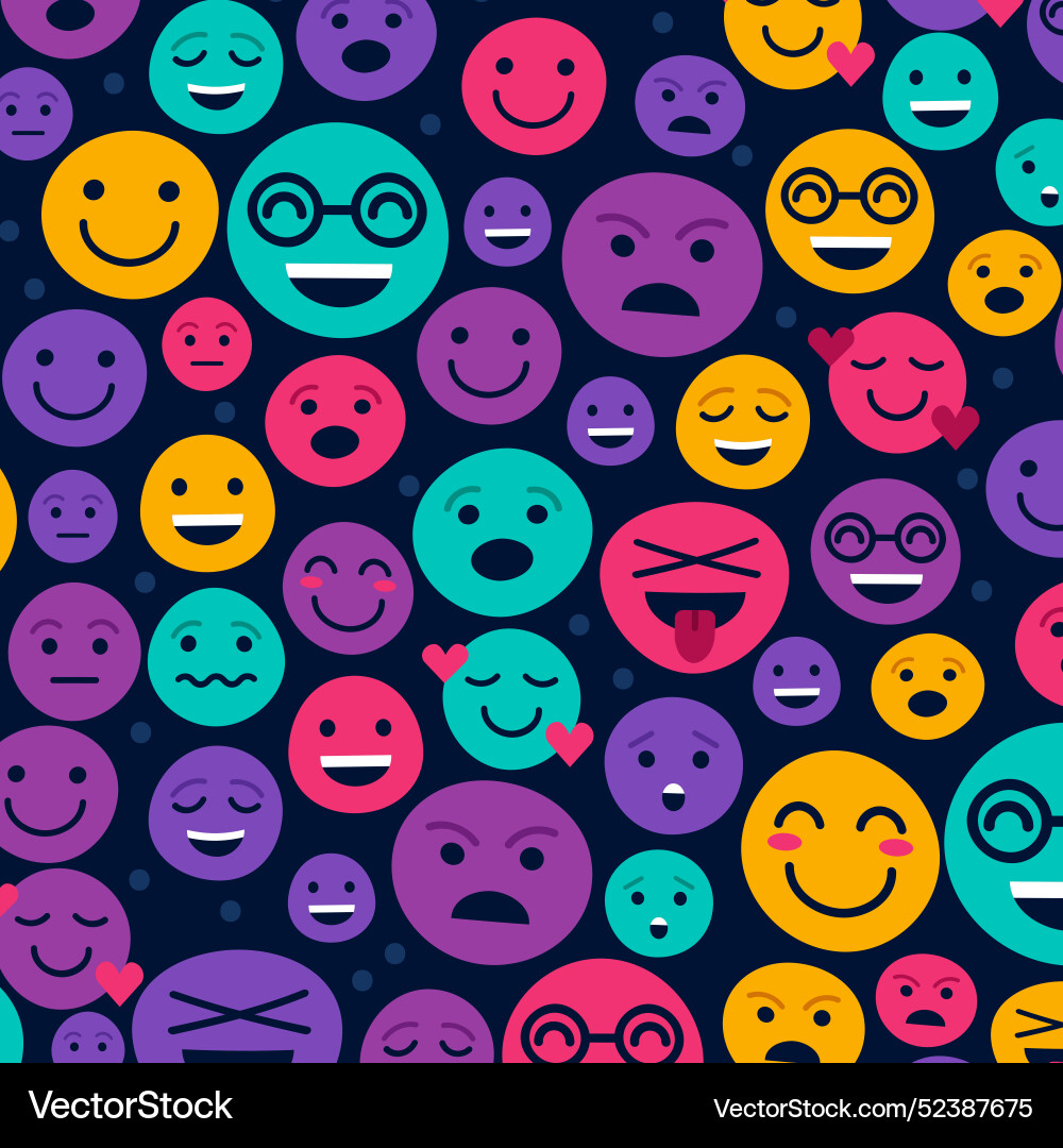 Colourful smile emoticons pattern Royalty Free Vector Image
