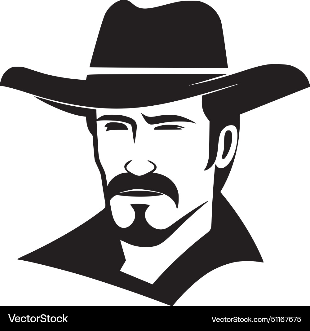 Cowboy - black and white Royalty Free Vector Image
