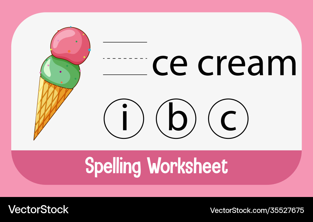 Find missing letter with ice cream Royalty Free Vector Image