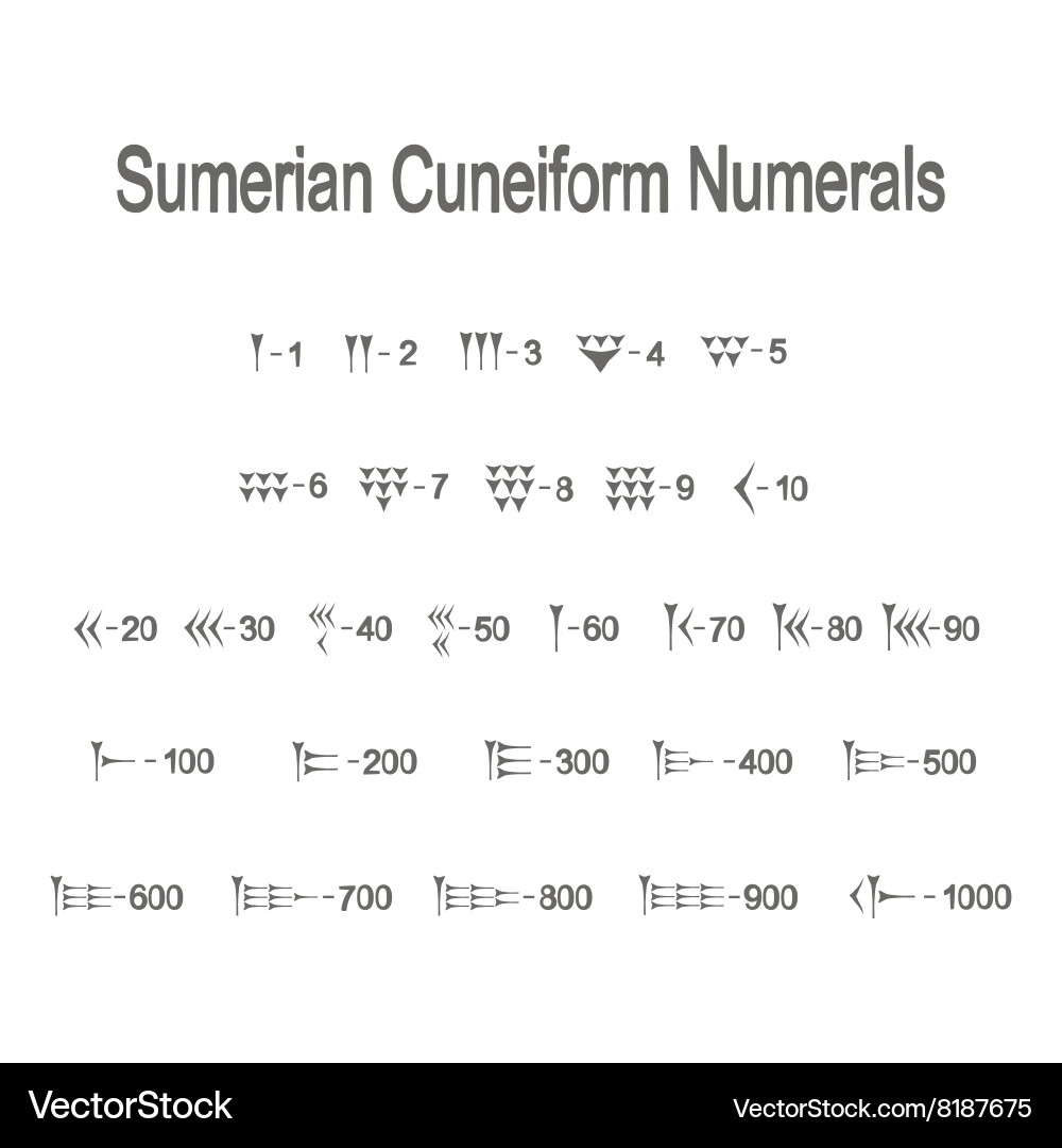 Icons with sumerian cuneiform numeralsu Royalty Free Vector