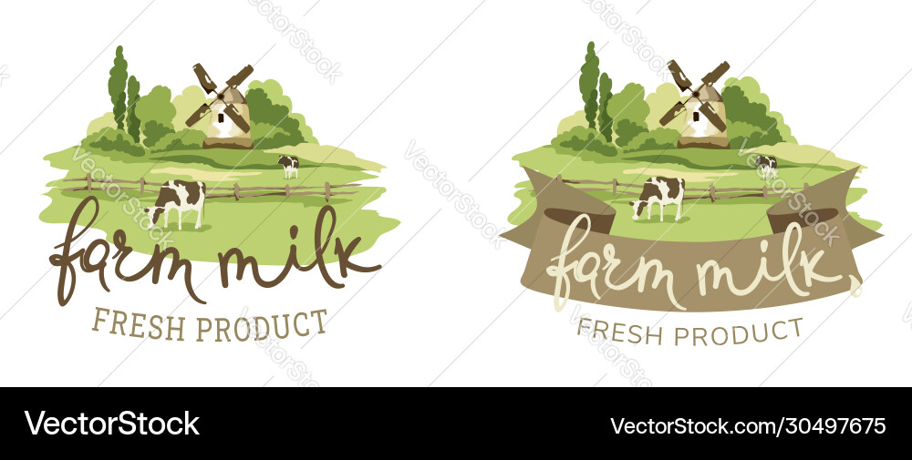 Logotype for farm milk Royalty Free Vector Image