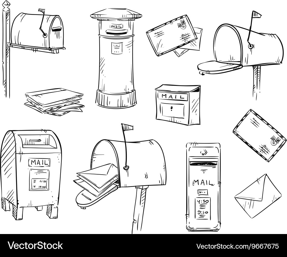 Mailboxes and letters Royalty Free Vector Image