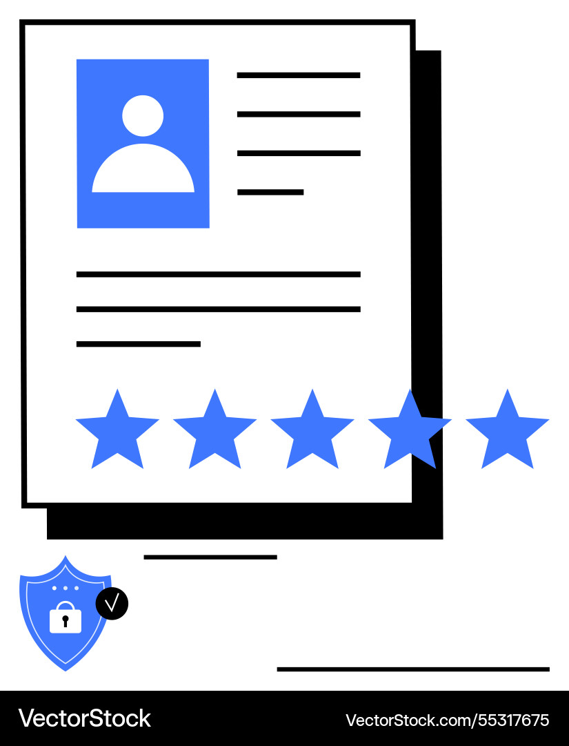 Profile document review with five-star rating Vector Image