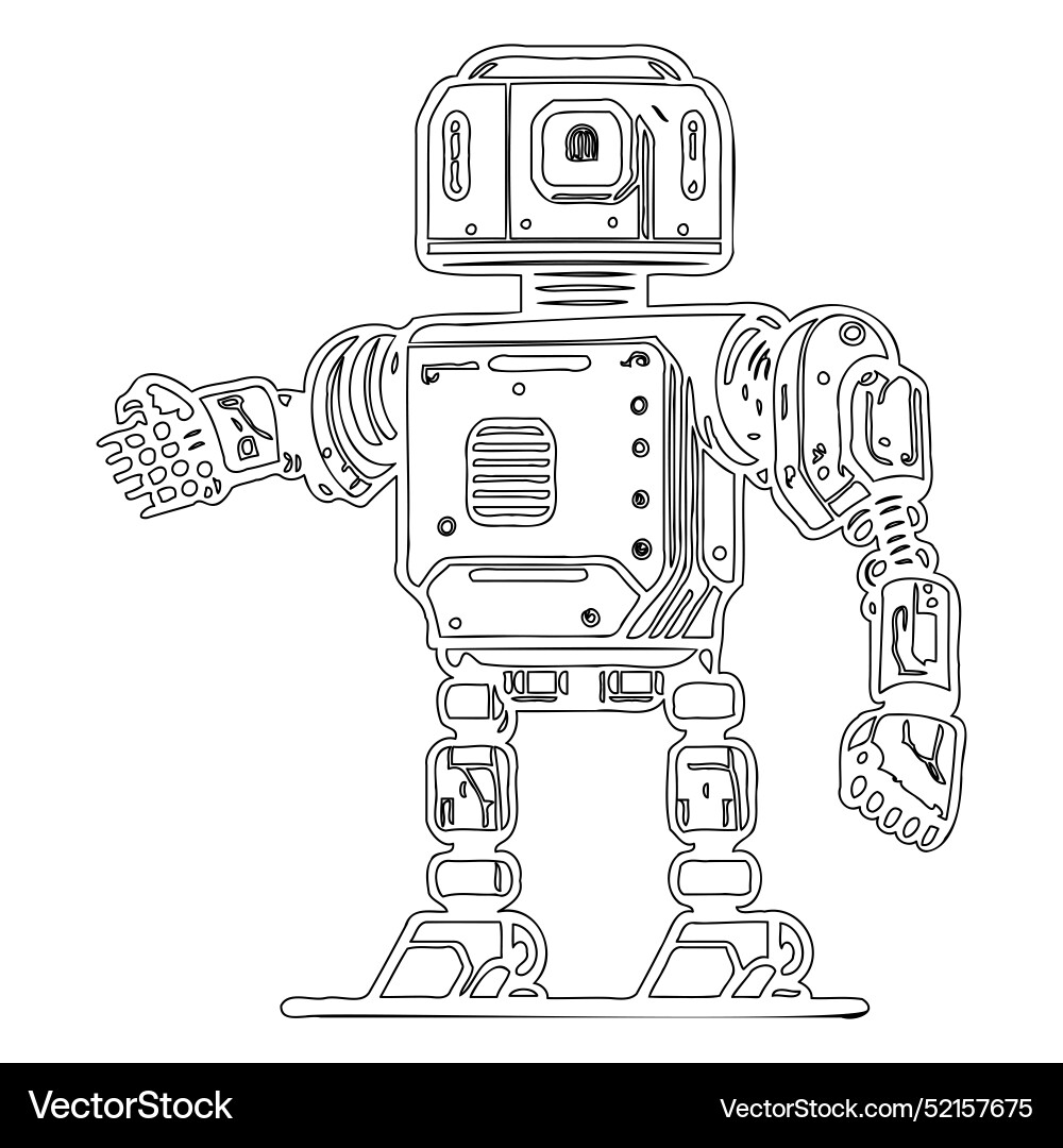Robot outline sketch Royalty Free Vector Image