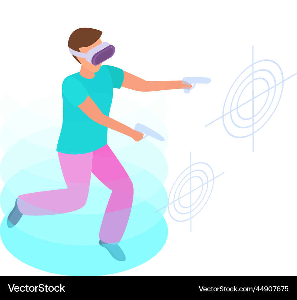 Vr shooting isometric composition Royalty Free Vector Image