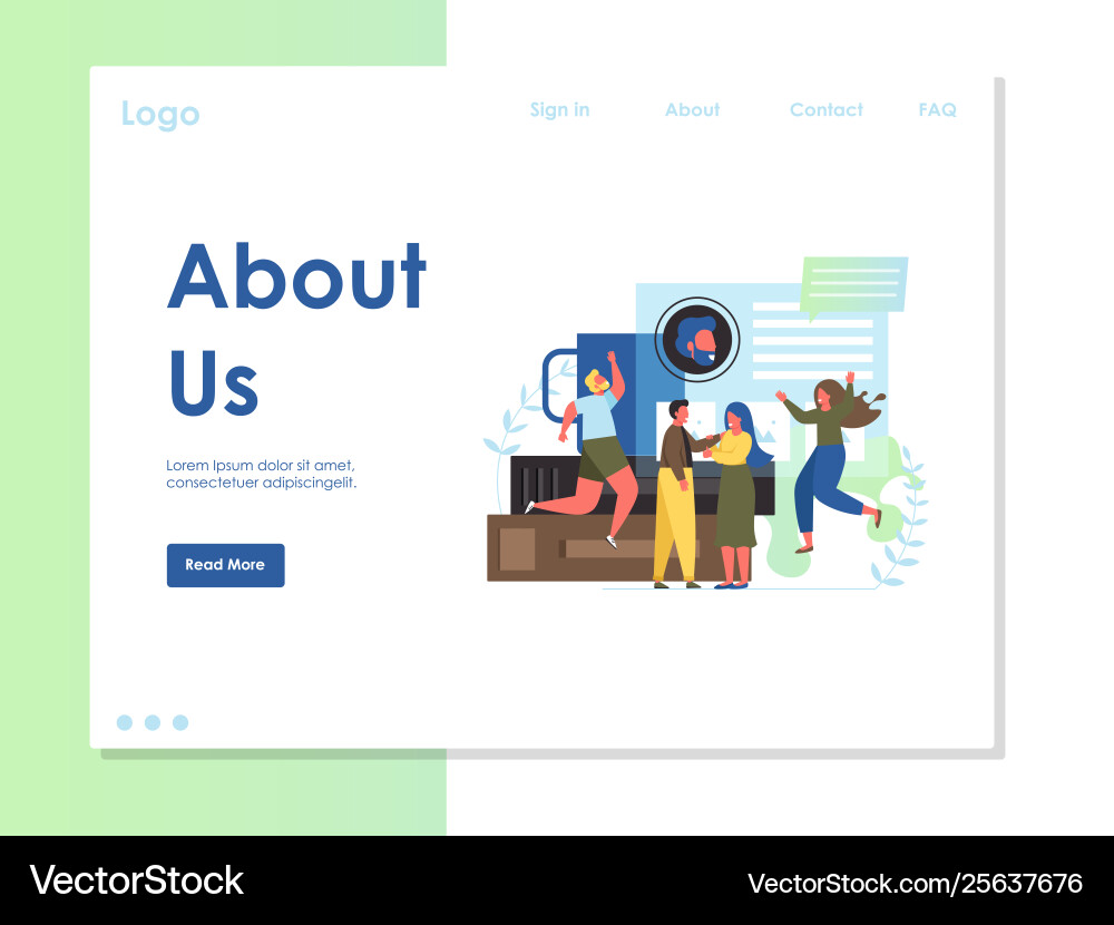 About us website landing page design Royalty Free Vector