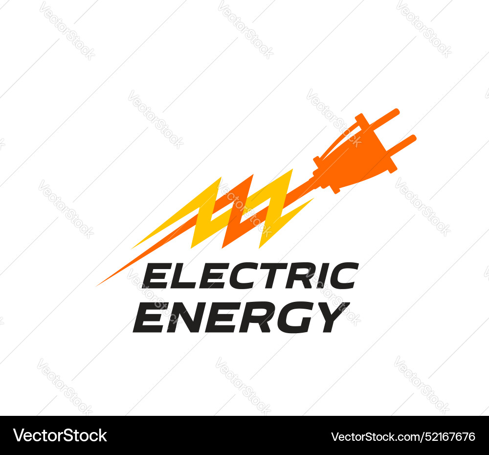 Electric energy icon power plug and lightning bolt