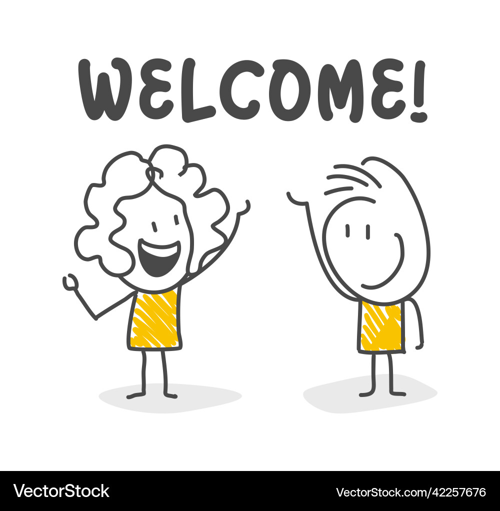 Stick figures welcome Royalty Free Vector Image
