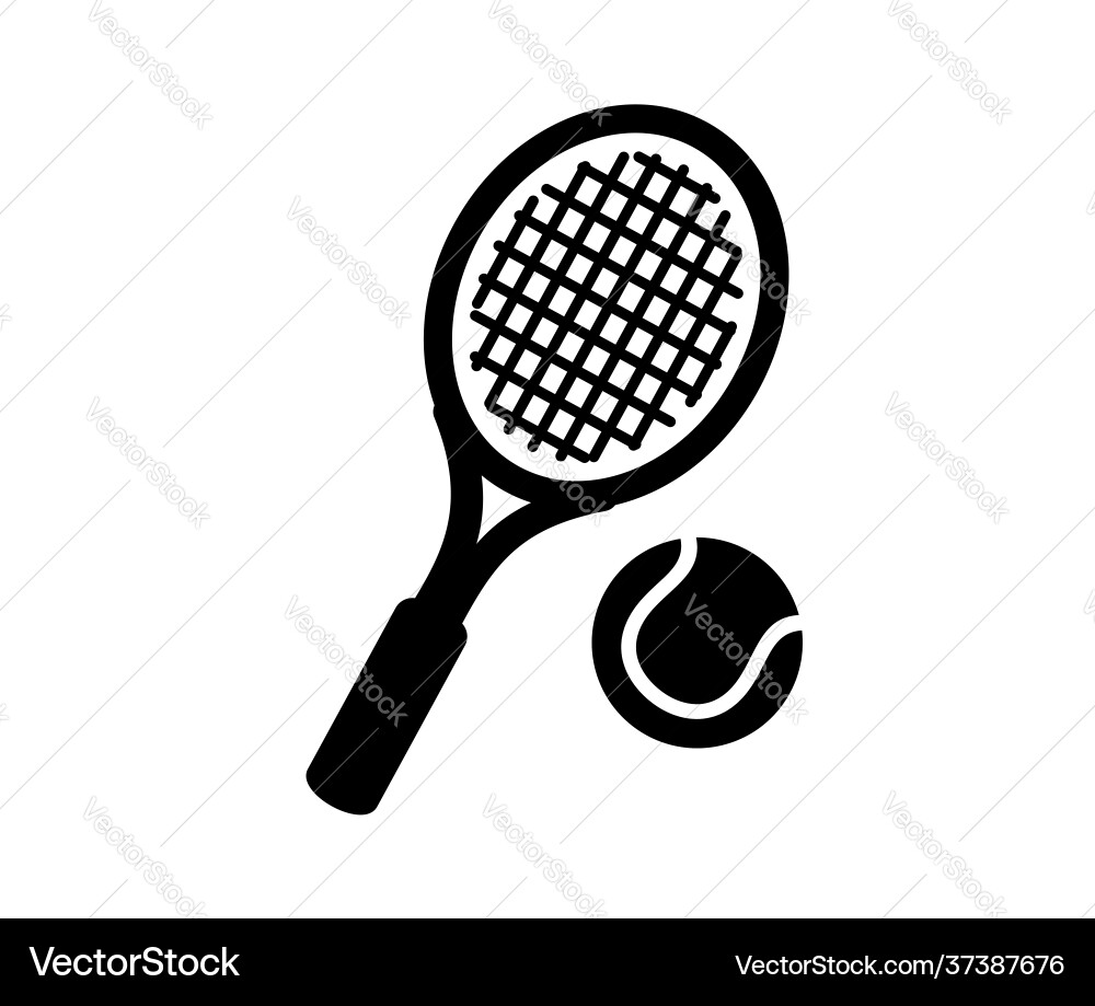 Tennis racket and ball icon on white Royalty Free Vector