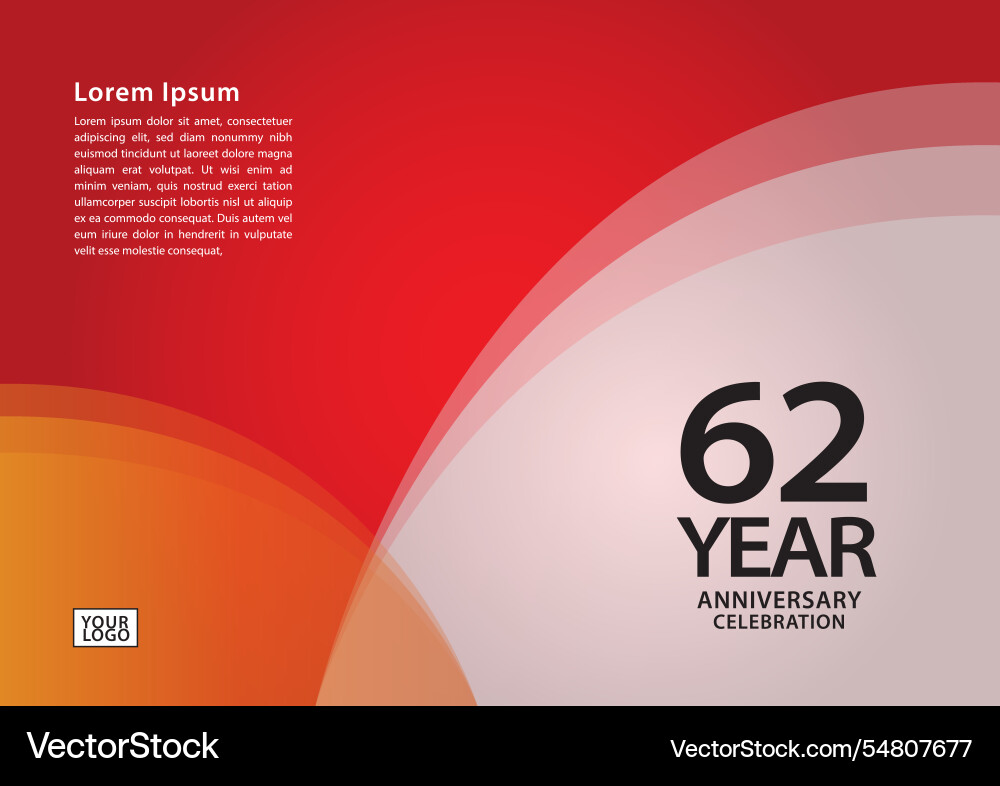 62 year anniversary celebration logotype Vector Image