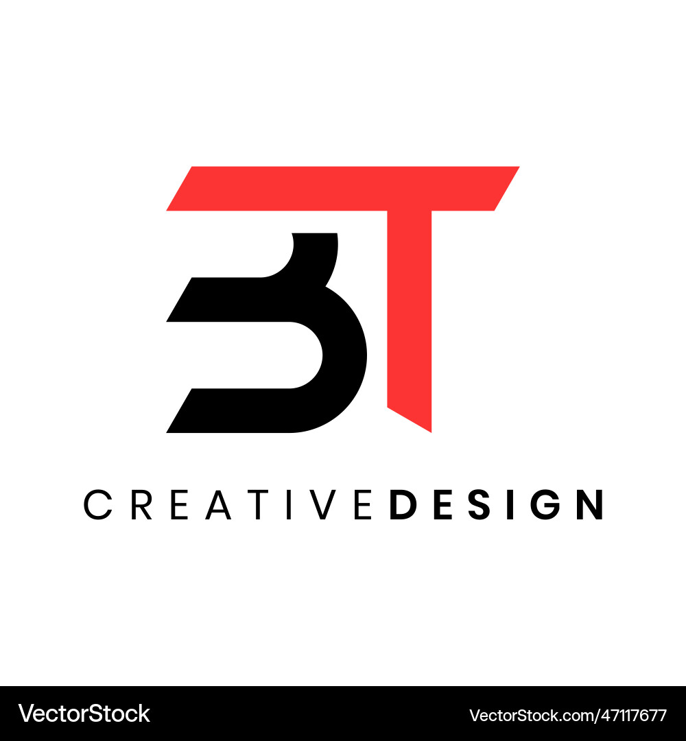 Abstract unique letter bt logo design Royalty Free Vector