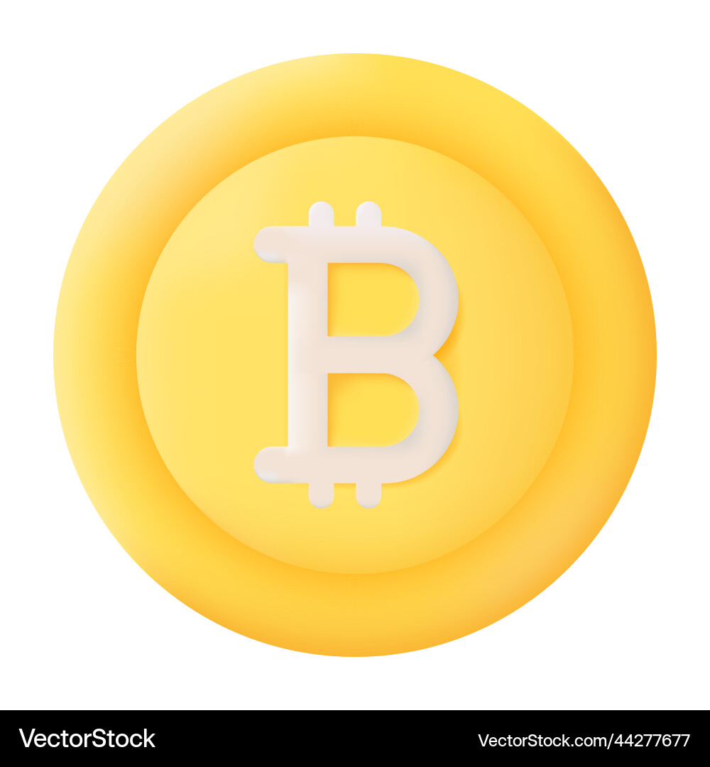Bitcoin coin isolated on white background 3d Vector Image