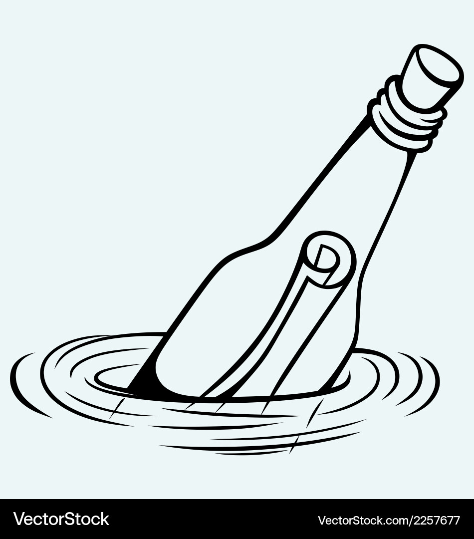 Bottle with a message in water Royalty Free Vector Image