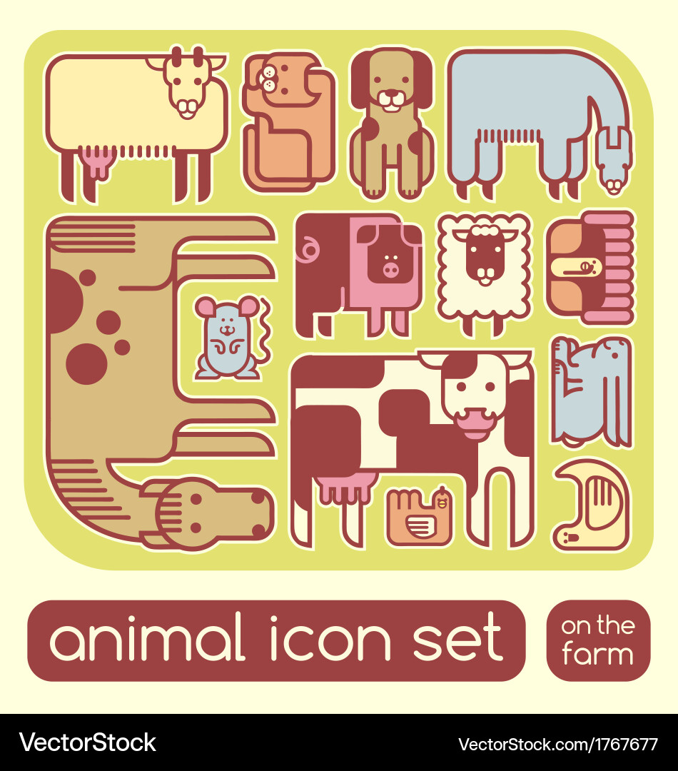 Farm animals set Royalty Free Vector Image - VectorStock