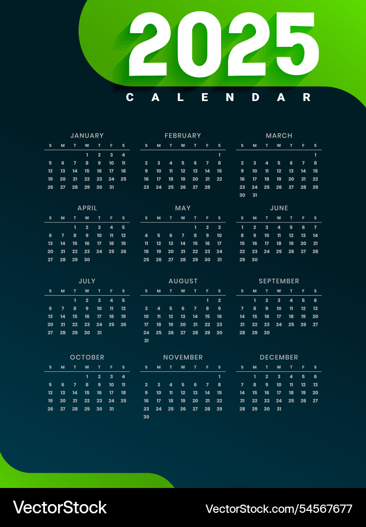 Modern 2025 annual calendar layout organize Vector Image
