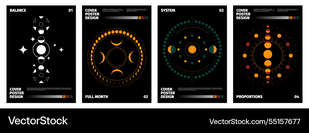 Moon phases posters minimalistic print collection Vector Image